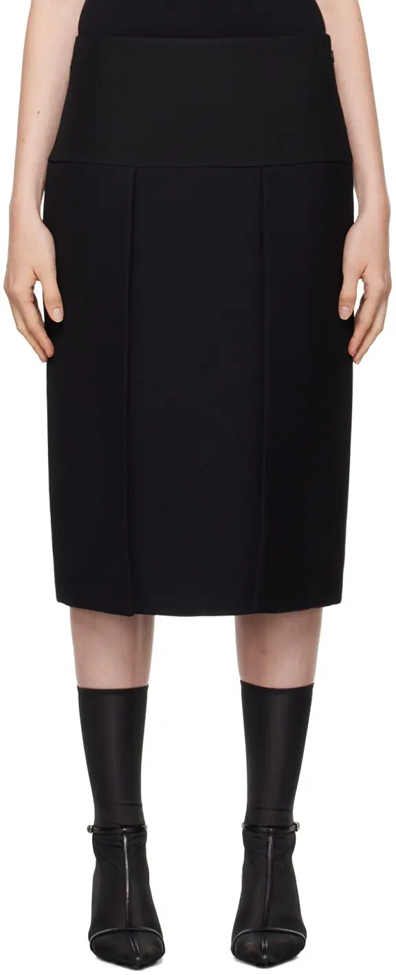 Khaite Kidd Midi Skirt - 200 Black - 60% Off | Editorialist